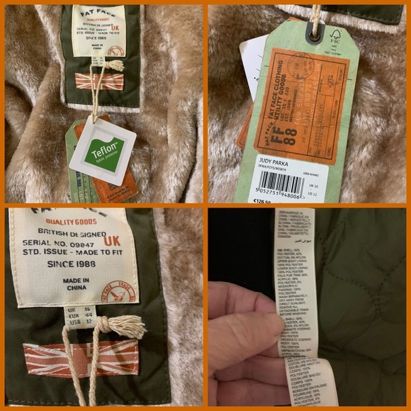 Fat Face | Jackets & Coats | Fat Face Womens Khaki Green Tefloncoated ...